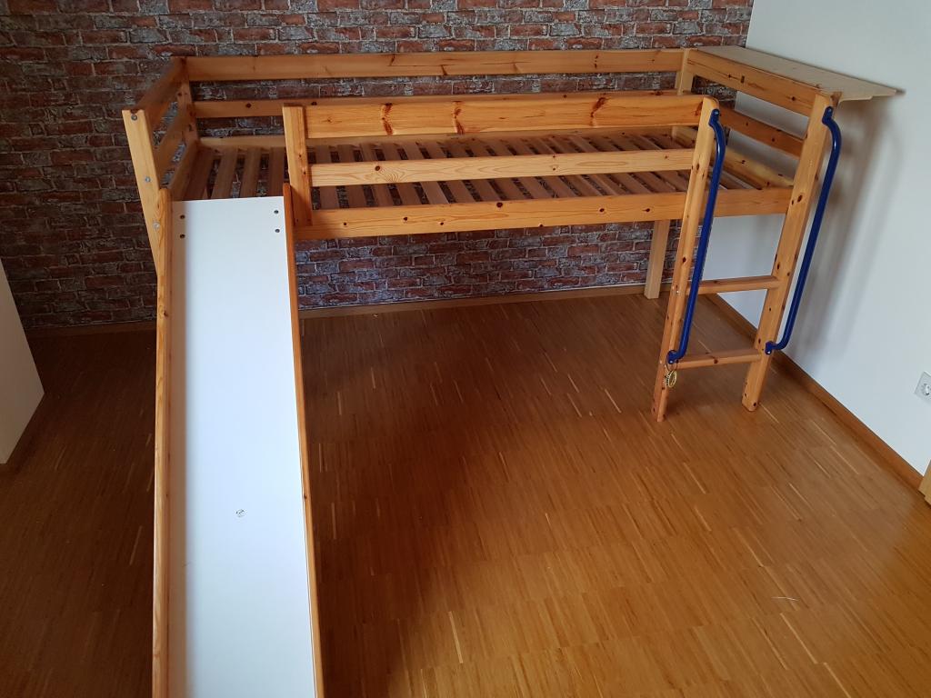 Kinderhochbett Flexa Thuka (Massivholz Kiefer) mit Rutsche für 70